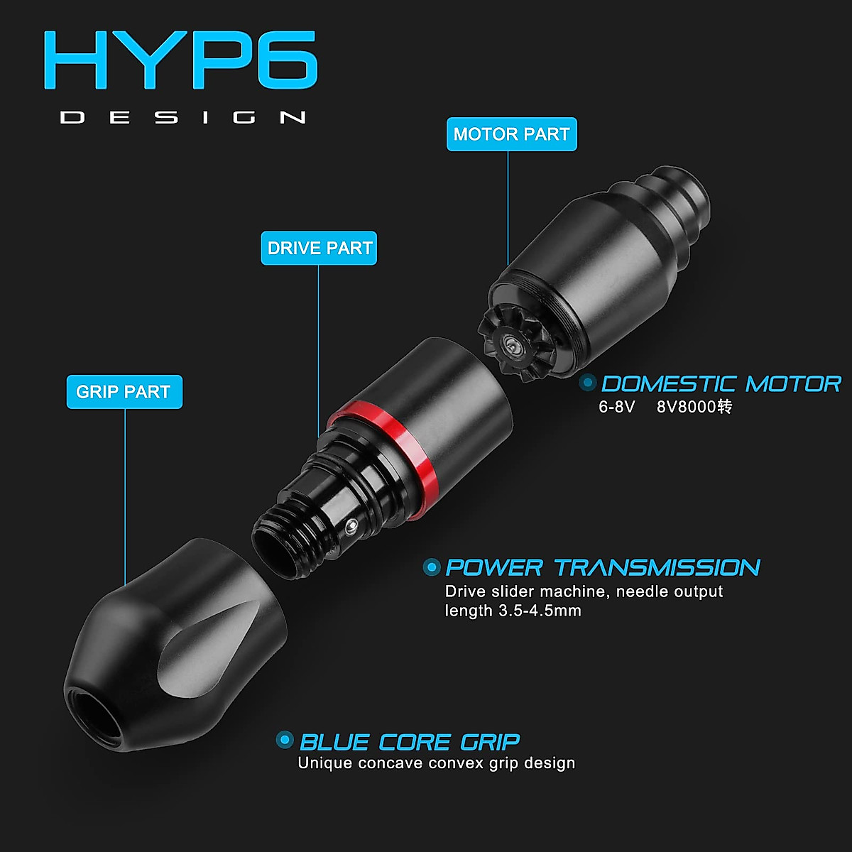 Tattoo Kit-HAWINK Wireless Rotary Tattoo Gun Machine with Wireless Tattoo Power Supply LCD digital 3.7V Lithium Battery 1600mAh Tattoo Battery 1Pcs 7 inks HWP6KITP155-1