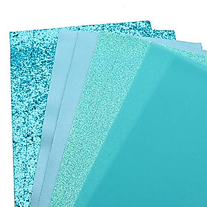 David accessories 8pcs/Set 7.7" x 12.9" (20 cm x 33 cm) Blue Color Series Faux Leather Sheets Glitter Mixed Synthetic Leather Sheets Bundles for Leather Earrings Bows Making (Blue)