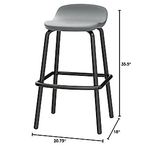 Suncast Outdoor Modern Resin Patio Bar Stools with Footrest, Set of 2 Weather-Resistant Bar-Height Chairs for Patio Bar, Cool Gray