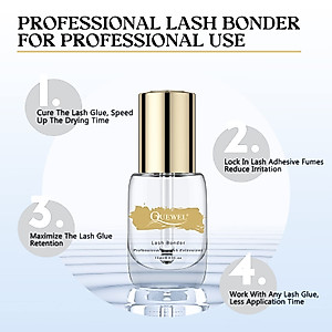 QUEWEL Lash Bonder for Eyelash Extensions 15mL Eyelash Extension Bonder Low Irritation Professional Super Bonder for Lash Extensions Help Glue Bond Better Enhances Retention Water Oil Proof