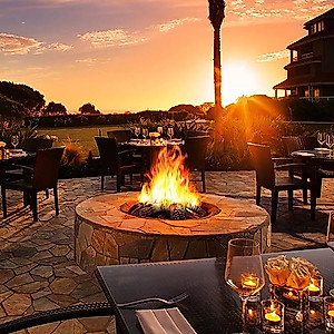 YAZEKY 10 PC Ceramic Fireplace Gas Log for Indoor Ventless/Vented, Gas Inserts, Propane, Gel, Ethanol, Electric or Outdoor Fireplaces and Fire Pits, Log Simulation Charcoal Clean Decoration