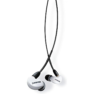 Shure AONIC 215 Wired Sound Isolating Earbuds, Clear Sound, Single Driver, Secure In-Ear Fit, Detachable Cable, Durable Quality, Compatible with Apple & Android Devices - White