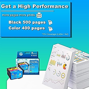232XL Ink Cartridges Remanufactured Replacement for Epson 232 XL Ink Cartridges Combo Pack for XP-4200 XP-4205 WF-2930 WF-2950 Printer (1 Black, 1 Cyan, 1 Magenta, 1 Yellow, 4 Pack)