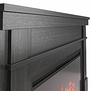 Ameriwood Home Elmcroft Wide Mantel with Linear Electric Fireplace, Black Oak