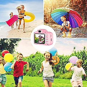 Children Camera, Children Digital Camera, Children Toy Camera with 1080P HD Video, 32GB SD Card, 2.0 Inch IPS Screen, 8 Times Zoom, Timer Shooting, Birthday Gifts for Girls Aged 3-9 Years Pink