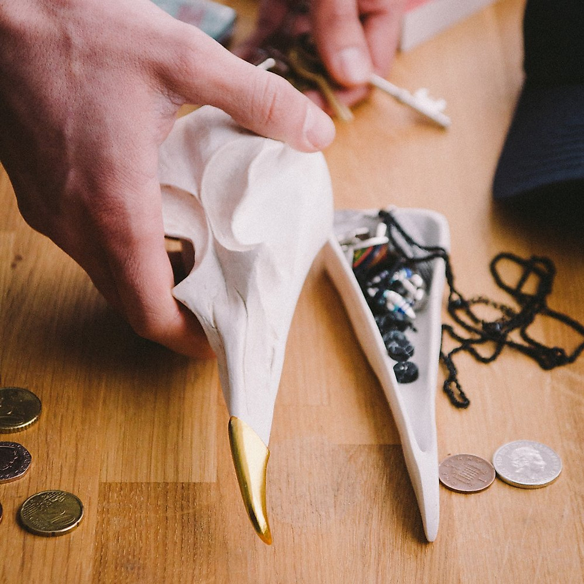 Suck UK | Jewellery Box | Bird Skull Jewellery Organiser or Key Bowl | Gothic Home Decor Ornament | Trinket Box & Trinket Dish For Bedroom | Stand Alternative | Gothic Gifts & Skull Gifts