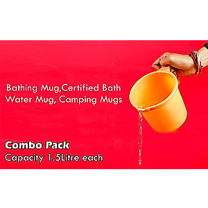 AEJESOP Combo Pack Bathing Mug,Certified Bath Water Mug,Camping Mugs - Capacity 1.5 Litre each