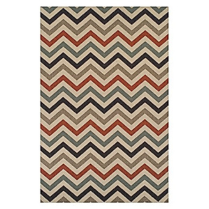 SUPERIOR Area Rugs for Bedroom, Farmhouse, Kitchen, Entryway, Laundry Room | Living Room Decor | Chevron Indoor Outdoor Collection, 4' x 6', Beige