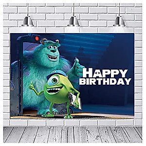 Cartoon Monsters Randall Boggs Photography Backdrops Blue Monsters Randall Boggs Kids Boys Birthday Newborn Baby Shower Supplies Photo Background 5x3ft Booths Studio Booth Props