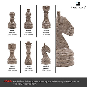 Radicaln Marble Chess Set 15 Inches Grey Oceanic and White Handmade Chess Sets for Adults - Chess Game Set 2 Player -1 Chess Board & 32 Chess Pieces - Board Game