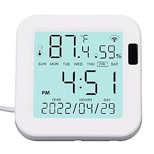 Thermometer Hygrometer, 0 to 60℃ 0% to 99% RH Temperature Humidity Meter 5V 1A for Living Room Kitchen Bedroom