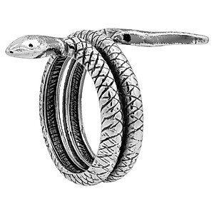 Sterling Silver Coiled Snake Ring Oxidized, size 7