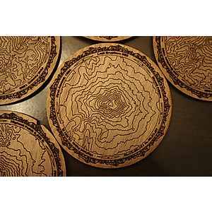 Pacific Northwest Mountains Wooden Coasters | Set of 5 | Topography Coasters Active (Poplar)