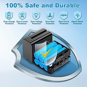 2 x 8800mAh Rechargeable NP-F970 Batteries and Charger, NP-F970 Battery Replacement for Camorder/Video Camera/ Handycams/Monitor/Light Ring, Dual NPF Battery Charger for NP-F970/770/570, FM50/70/90