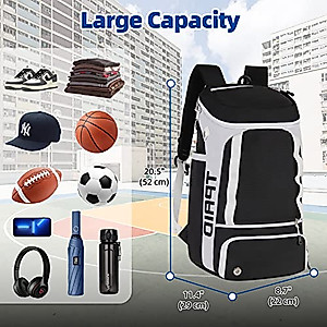 TPAID Basketball Backpack Large Basketball Soccer Equipment Bag Sports Volleyball Football Backpack, with Shoe Compartment and Hidden Basketball Mesh Bag