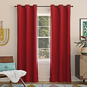 Sun Zero Easton Energy Saving Blackout Grommet Curtain Panel, 40" x 84", Red