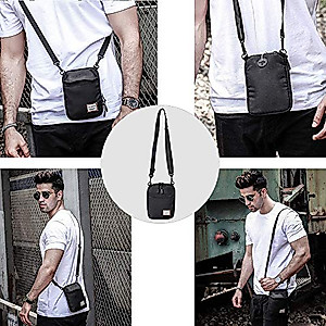Mini Crossbody Bag Small Shoulder Bag For Men Travel Wallet Passport Holder Phone Purse Unisex, Mini Messenger Satchel Bag For Women Fanny Pack Neck Pouch Bag With Headphone Jack - Black