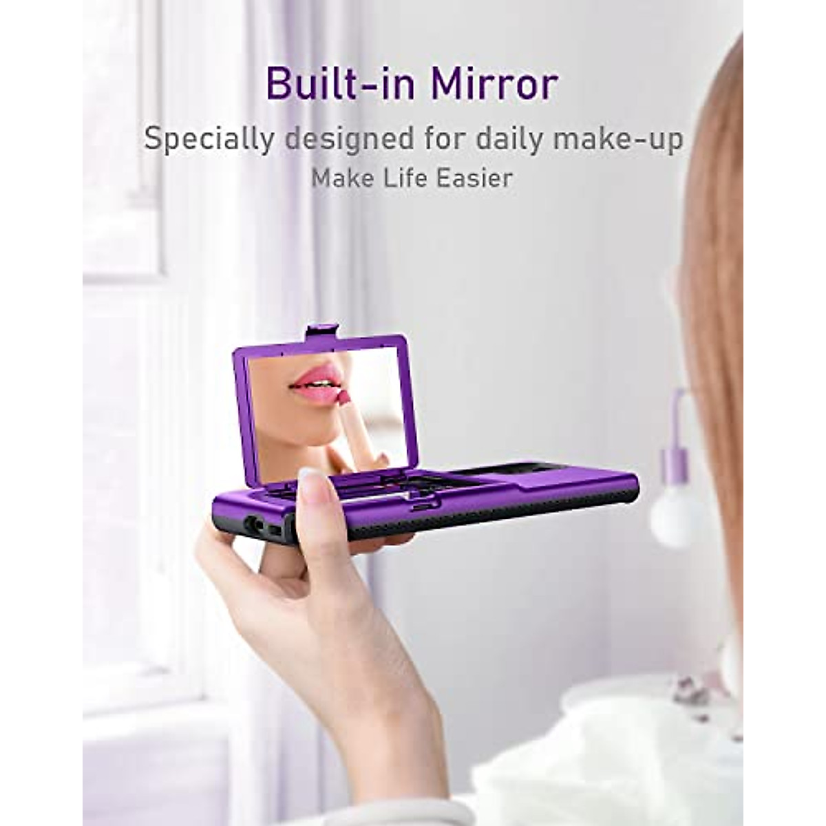 WeLoveCase Samsung Galaxy S22 Ultra Case Wallet Case with Credit Card Holder & Hidden Mirror, All-Round Protection Shockproof Phone Cover Designed for Samsung Galaxy S22 Ultra, 6.8 Inch Purple