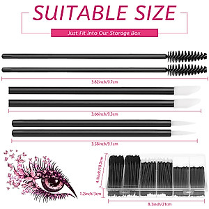 263 Pieces Disposable Makeup Applicators Kit, Includes 50 Disposable Eyeliner Brushes 100 Lipstick Applicators Lip Wands 112 Mascara Wands Eyelash Brush with Plastic Organizer Box