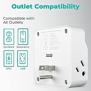 KMC USB-C PD Surge Protector 3-Outlet Wall Tap, USB-C Power Delivery Charger and USB-A Fast Charging Port, 500J Surge Protection, Wall Mountable Outlet Adapter for Home, Office, Dorm Essentials, White