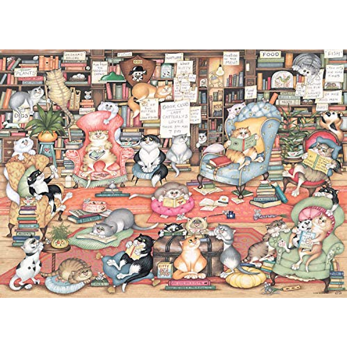 Ravensburger Crazy Cats Bingley’s Bookclub 1000 Piece Jigsaw Puzzle for Adults & Kids Age 12 Years Up