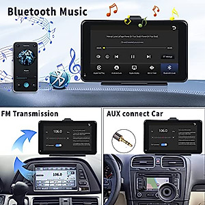 CAMECHO Apple CarPlay & Android Auto Car Stereo, 7" Touch Screen Portable Navigation Devices Car Radio with Apple Airplay,Bluetooth, Mirror Link, Voice Control, Dash or Windshield Mount