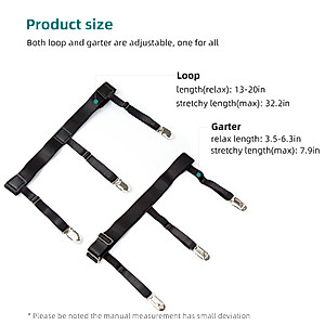 DOMAXCAI Shirt Stays for Men, Upgraded Shirt Tucker, Premium Adjustable Shirt Holders, Non-slip Locking Clamps Shirts Garters for Men Police Military, Black(1 Pair)