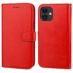 Bocasal Compatible with iPhone 12 & iPhone 12 Pro Wallet Case with Card Holder PU Leather Magnetic Detachable Kickstand Shockproof Wrist Strap Removable Flip Cover 6.1 inch (Red)