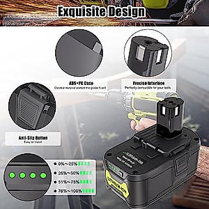 REACELL 2Pack 6.0Ah 18 Volt Replacement Batteries for Ryobi Lithium 18V Battery P197 P189 P108 P191 P190 P102 P103 PBP005 P104 P105 P107 P122 Compatible for Ryobi 18V Cordless Tools