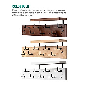 HSEOFBUTY Multi-Functional Wall Mounted Coat Rack Shelf with 8 Metal Hooks, Heavy Duty Storage Shelf for Space Saving and Organizing, Perfect for Coats, Hats, Scarves, and More