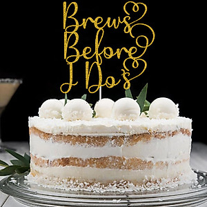 Brews Before I Do's Cake Toppers for Bachelorette Engagement Bridal Shower Wedding Party Decorations Gold Glitter