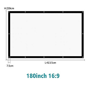 180/200/250/300 Inch Projection Projector Screen 16:9 Fold Portable Screen Canvas Matt White for Home Film Wall Mounted (Size : 250 inch)