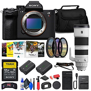 Sony a7R V Mirrorless Camera (ILCE7RM5/B) FE 200-600mm Lens (SEL200600G) + 64GB Memory Card + Filter Kit + Corel Photo Software + Bag + NP-FZ100 Compatible Battery + Charger + More (Renewed)