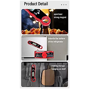 Instant Read Digital Meat Thermometer Waterproof (IP67) Read Food Thermometer for Cooking, Grilling, BBQ and Roast with Backlight Foldable Kitchen Probe Gadget.| Digital Meat Thermometer