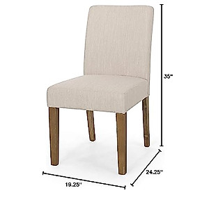 Christopher Knight Home Kuna Contemporary Upholstered Dining Chair (Set of 2), Beige, Weathered Brown