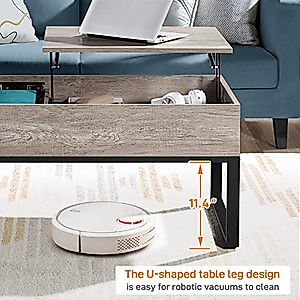 Yaheetech 40 inch Lift Top Coffee Table with Hidden Storage Compartments, Farmhouse Rasing Coffee Table with Large Storage for Living Room, Gray