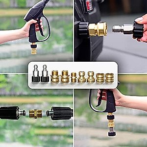 POHIR Pressure Washer Adapter Set, Garden Water Hose Quick Connect Kit, M22 Swivel to 3/8'' Quick Connect, 3/4" to Quick Release, Metric M22 15mm Male Thread to M22 14mm Male Fitting, 9-Pack