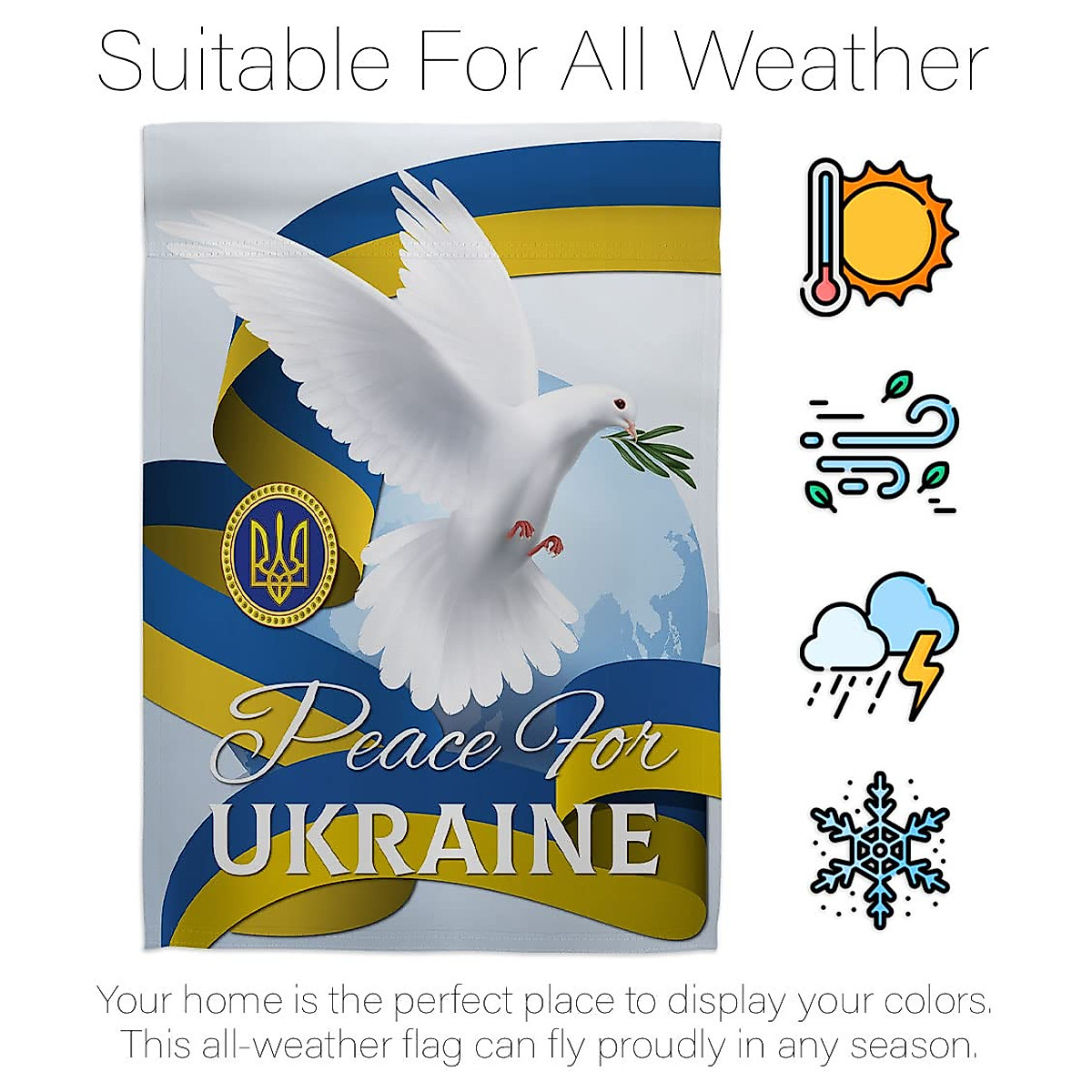 Ukrainian Decorations Home Decor Banner Room Wall Art Patio Lawn Front Porch Outdoor Small Tapestry Yard Sign Wall Hanging Stand with Bandera de Ukraine Garden Flag Peace Gifts Made In USA