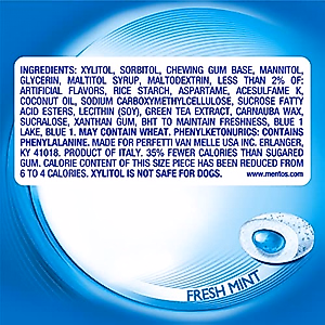 Mentos Pure Fresh Sugar-Free Chewing Gum with Xylitol, Fresh Mint, 120 Piece Bulk Resealable Bag (Pack of 1)