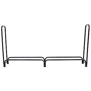 Sunnydaze 8-Foot Firewood Log Rack - Indoor/Outdoor Black Powder-Coated Steel Storage Accessory