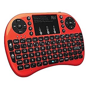 Rii i8+ BT Mini Wireless Bluetooth Backlight Touchpad Keyboard with Mouse for PC/Mac/Android, Red (RTi8BT-6)