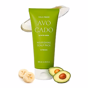 RATED GREEN Cold Brew Avocado Nourishing Scalp Pack with Banana - Korean Hair Conditioning Mask - Deep Hydrating Treatment for Dry Damaged Hair (6.76 Fl. Oz)