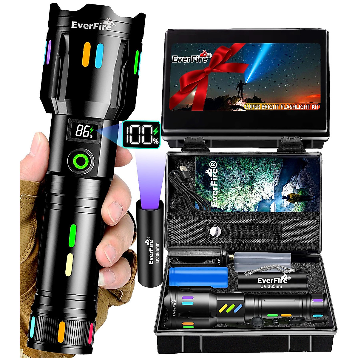 LED Flashlight, Rechargeable Flashlights High Lumens Bright 990000 Lumen, 5 Mode Tactical Flash Light Powerful IPX7 Waterproof Zoomable Focus for Emergency Camping Essential Hiking Gear Fishing Home