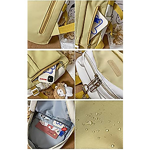 KOWVOWZ Girls Boys Aesthetic Backpack Back to School Student Schoolbag Teenager with Kawaii Pin and Cute Accessories (Blue)