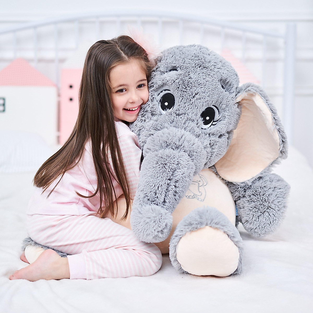IKASA Giant Elephant Stuffed Animal Plush Toys Soft Gifts (Gray, 39 inches)