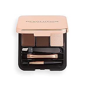 Makeup Revolution Eyebrow Kit, Brow Palette For Sculpting The Perfect Brows, Vegan & Cruelty-Free, Dark, 0.077oz/2.2g