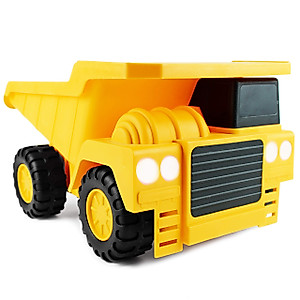 Boley Large Jumbo Dump Truck Construction Vehicle - Button Activated Lights and Sounds Construction Toy with Moveable Load Container - Perfect Car Truck Toy for Kids, Children, Toddlers