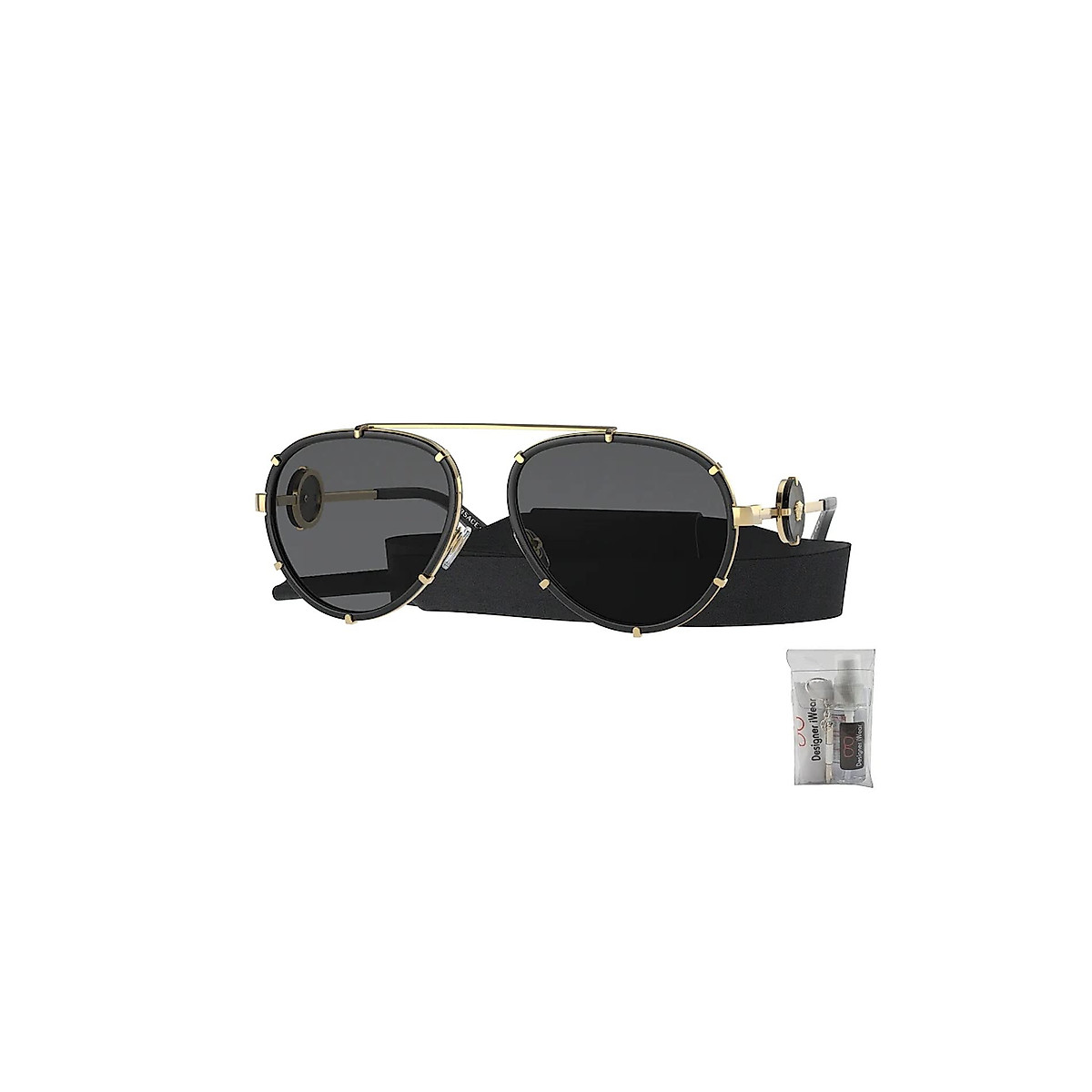 Versace VE2232 143887 61MM Black/Dark Grey Pilot Sunglasses for Women + BUNDLE With Designer iWear Eyewear Kit