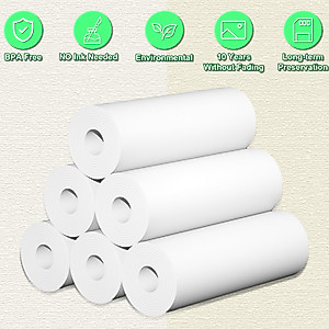 PROGRACE 6 Rolls Thermal Print Paper for Kids Instant Print Camera - Refill Print Paper Set for Kids Camera Inkless Paper for Most Kids Instant Camera 57 x 30 mm BPA Free