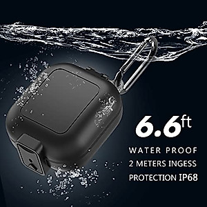 (with Secure Lock) IPX68 Waterproof Case for Samsung Galaxy Buds2 Pro Case (2022)/ Galaxy Buds Pro Case(2021)/ Galaxy Buds 2 Case (2021)/ Galaxy Buds Live Case (2020) Hard PC Protective Case (Black)